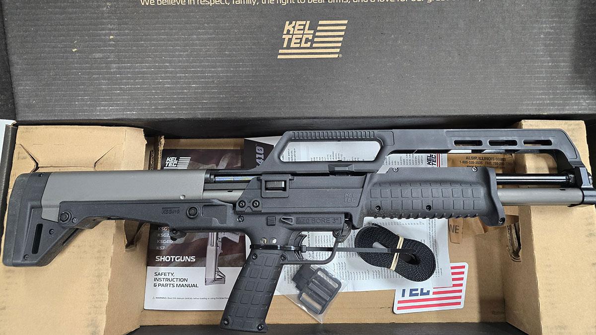 Kel-Tec KSG .410, 3" Chamber, 10+1 Capacity 8.5” Barrel, Fiber Optic Sights, Black Synthetic ...
